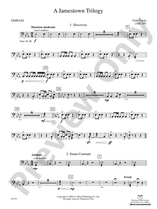 A Jamestown Trilogy: Timpani: Timpani Part - Digital Sheet Music Download