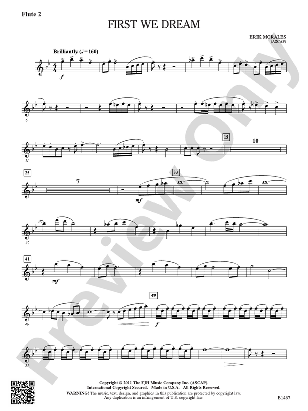 First We Dream: Flute 2: Flute 2 Part: Erik Morales - Digital Sheet Music Download