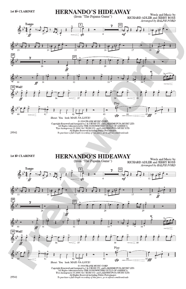 Hernando's Hideaway: 1st B-flat Clarinet: 1st B-flat Clarinet Part ...