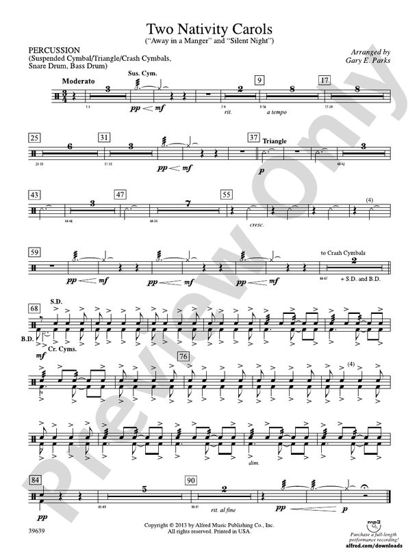 Two Nativity Carols: 1st Percussion: 1st Percussion Part - Digital ...