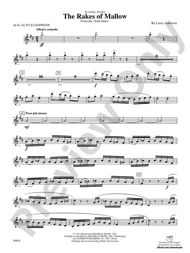 The Rakes of Mallow (from the Irish Suite): E-flat Alto Saxophone: E ...