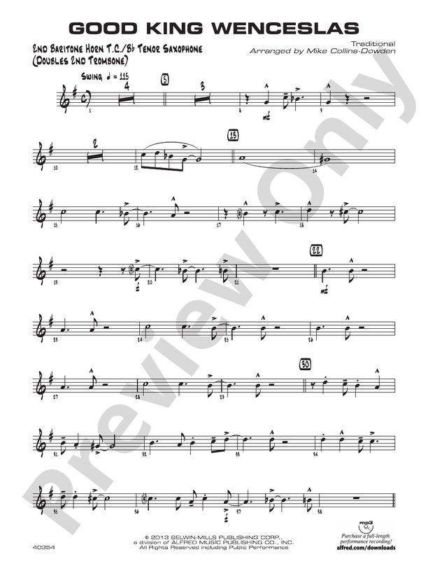 Good King Wenceslas: 2nd Baritone T.C.: 2nd Baritone T.C. Part ...