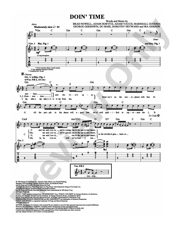 Doin' Time: Guitar TAB: Sublime - Digital Sheet Music Download