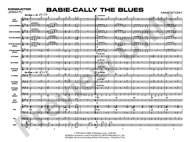 Basie-Cally the Blues: Jazz Ensemble Conductor Score & Parts: Mike ...