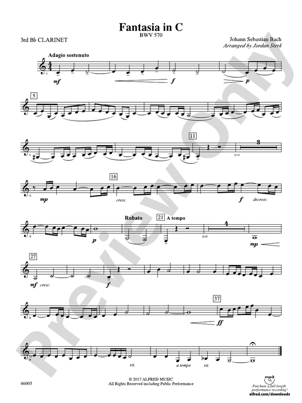 Fantasia in C: 3rd B-flat Clarinet: 3rd B-flat Clarinet Part - Digital ...