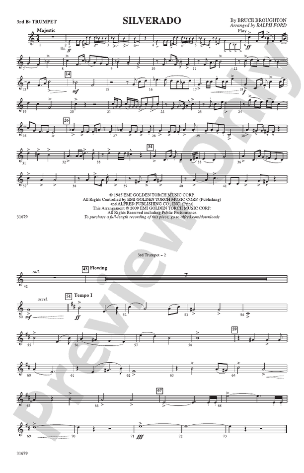 Silverado: 3rd B-flat Trumpet: 3rd B-flat Trumpet Part - Digital Sheet ...