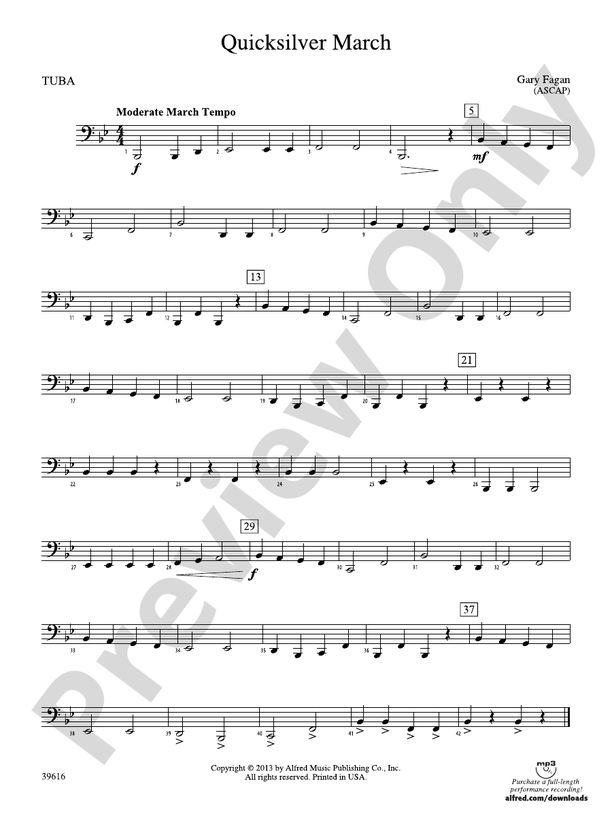 Quicksilver March: Tuba: Tuba Part - Digital Sheet Music Download