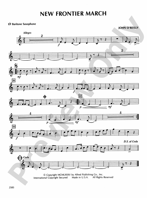 New Frontier March: E-flat Baritone Saxophone: E-flat Baritone Saxophone Part - Digital Sheet ...