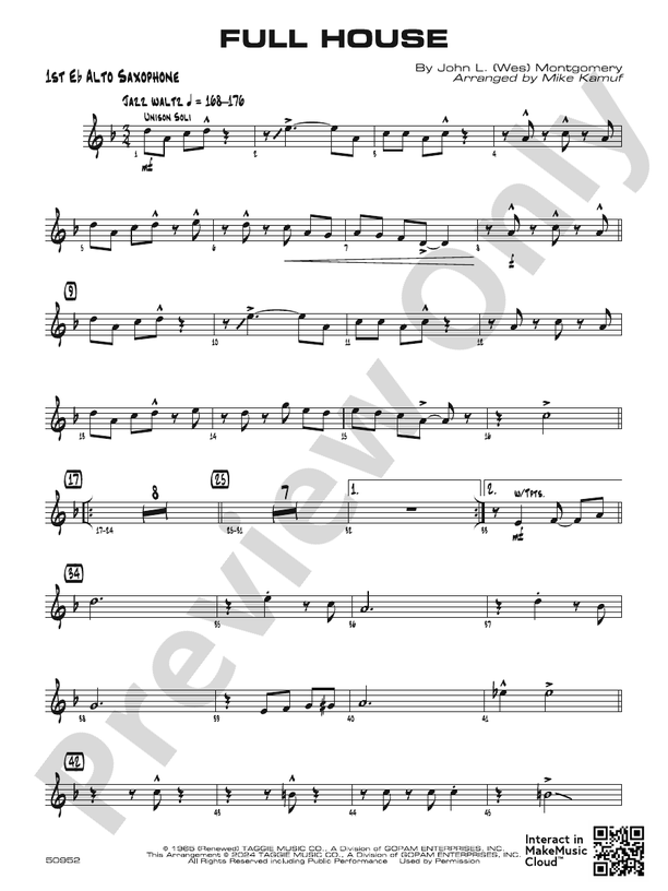 Full House: E-flat Alto Saxophone: E-flat Alto Saxophone Part - Digital ...