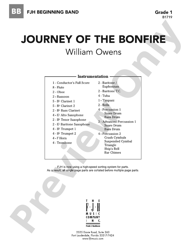 Journey of the Bonfire: Concert Band Conductor Score & Parts: William Owens - Digital Sheet ...