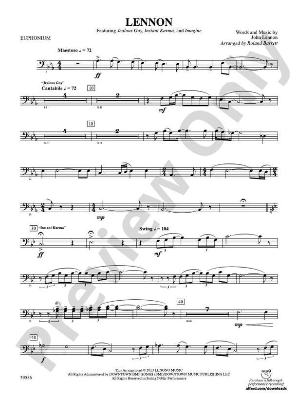 Lennon: Baritone B.C.: Baritone B.C. Part - Digital Sheet Music Download