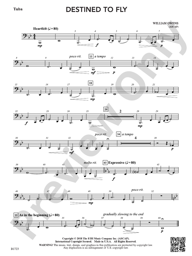 Destined to Fly: Tuba: Tuba Part: William Owens - Digital Sheet Music ...