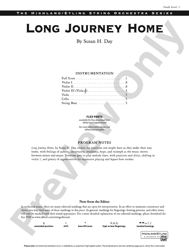 Long Journey Home: Flexible String Ensemble Score & Parts: Susan H. Day ...