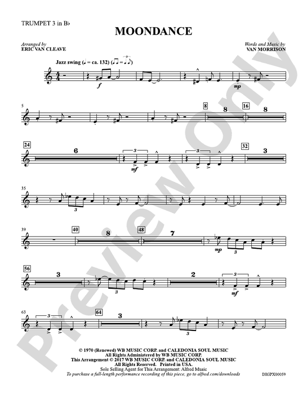 Moondance: 3rd B-flat Trumpet: 3rd B-flat Trumpet Part - Digital Sheet Music Download