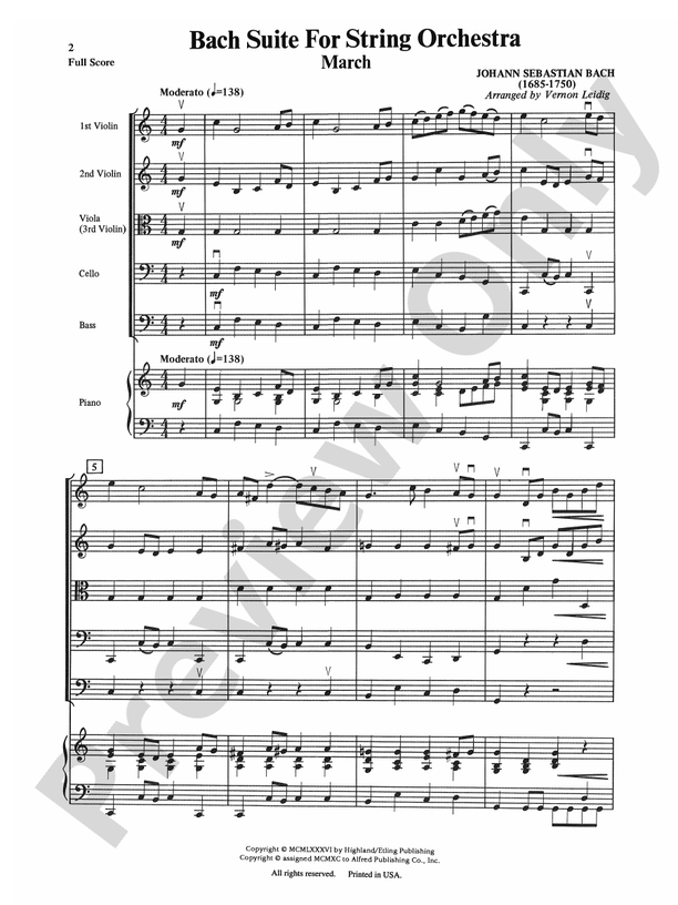 Bach Suite: Score: String Orchestra Score - Digital Sheet Music Download