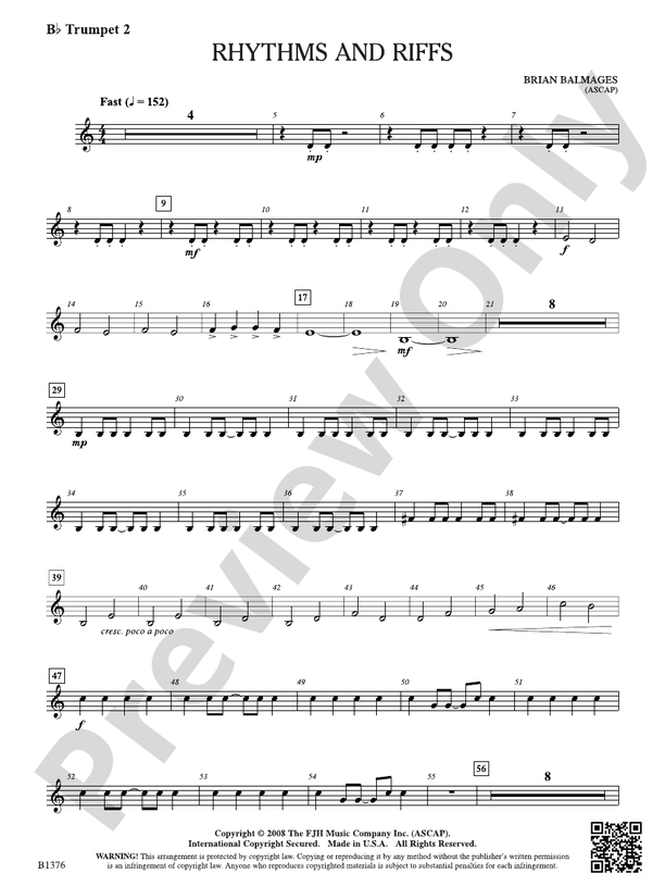 Rhythms and Riffs: B-flat Trumpet 2: B-flat Trumpet 2 Part: Brian ...