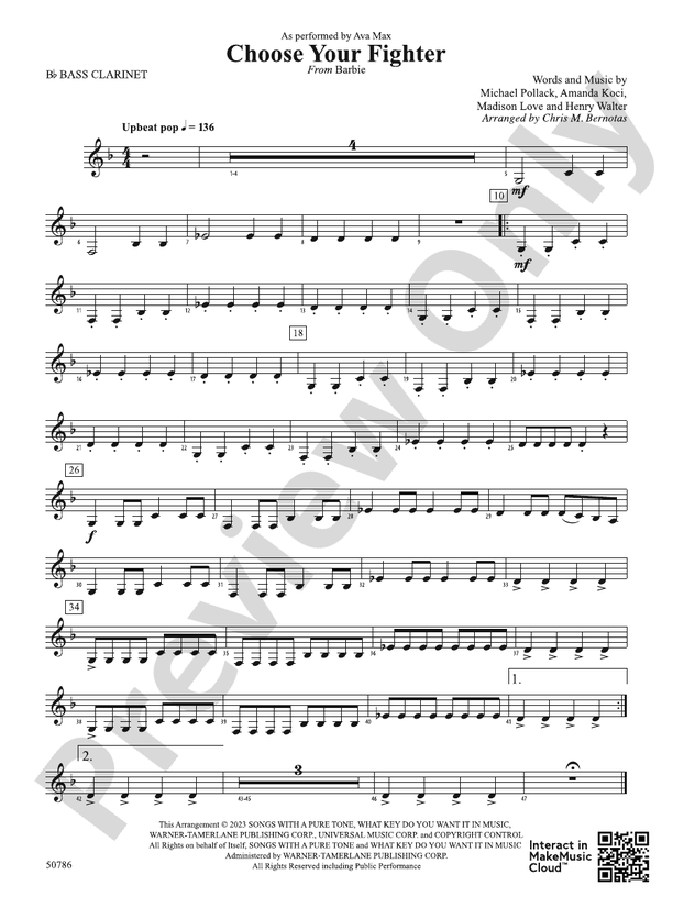 Choose Your Fighter: B-flat Bass Clarinet: B-flat Bass Clarinet Part ...