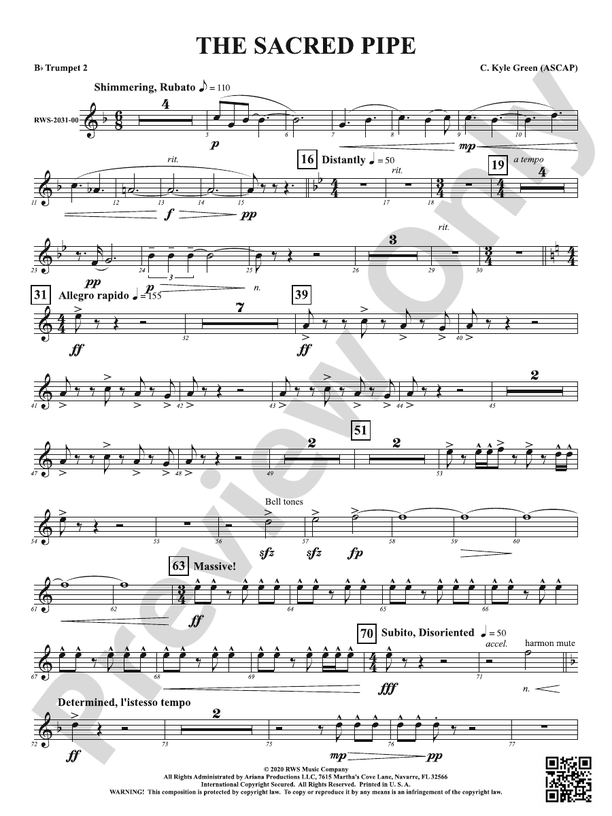 The Sacred Pipe: 2nd B-flat Trumpet: 2nd B-flat Trumpet Part: Christopher Kyle Green - Digital ...