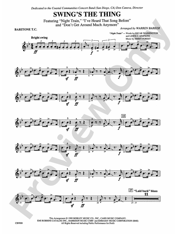 Swing's the Thing: Baritone T.C.: Baritone T.C. Part - Digital Sheet ...