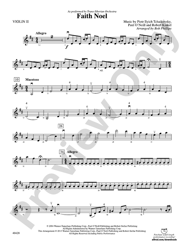 Faith Noel: 2nd Violin: 2nd Violin Part - Digital Sheet Music Download