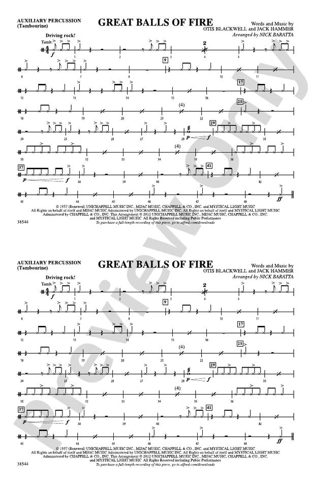 Great Balls of Fire: Auxiliary Percussion: Auxiliary Percussion Part ...