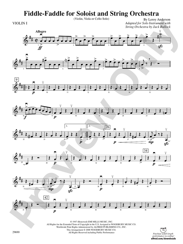 Fiddle-Faddle (for Soloist and String Orchestra): 1st Violin: 1st ...