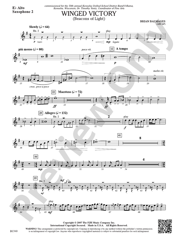 Winged Victory (Beacons of Light): E-flat Alto Saxophone 2: E-flat Alto ...