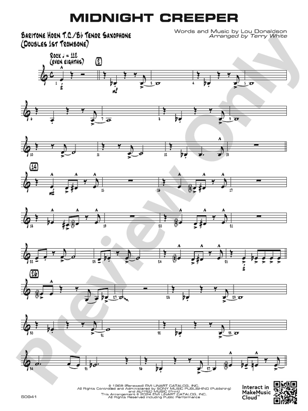 Midnight Creeper: Baritone T.C.: Baritone T.C. Part - Digital Sheet Music Download