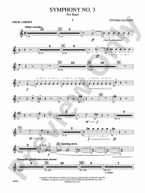 Symphony No. 3 for Band: 2nd B-flat Cornet: 2nd B-flat Cornet Part ...