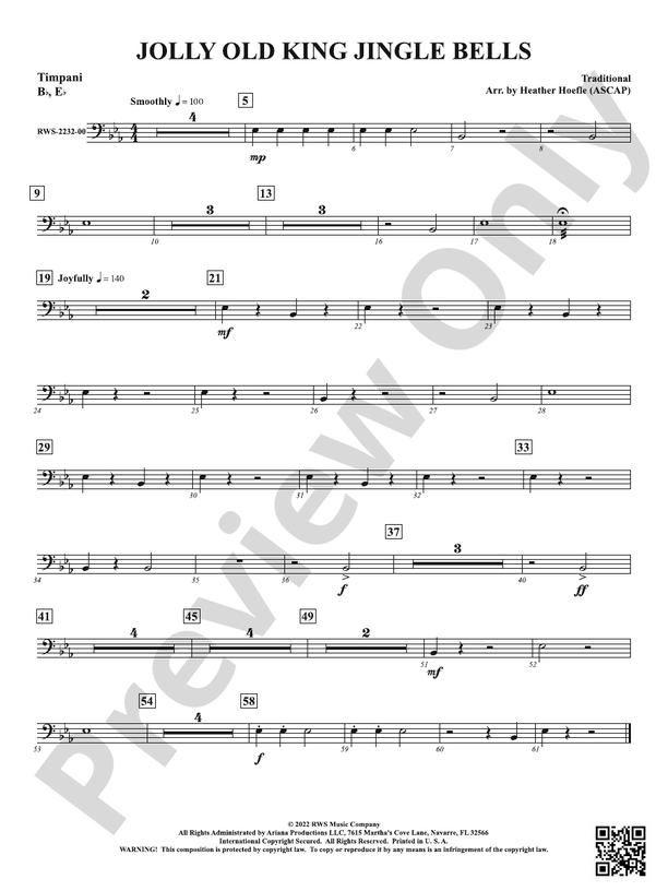 Jolly Old King Jingle Bells: Timpani: Timpani Part - Digital Sheet ...