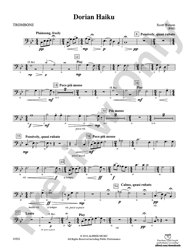 Dorian Haiku: 1st Trombone: 1st Trombone Part - Digital Sheet Music ...