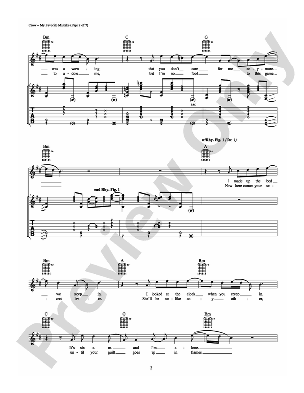 My Favorite Mistake: Guitar TAB: Sheryl Crow - Digital Sheet Music Download
