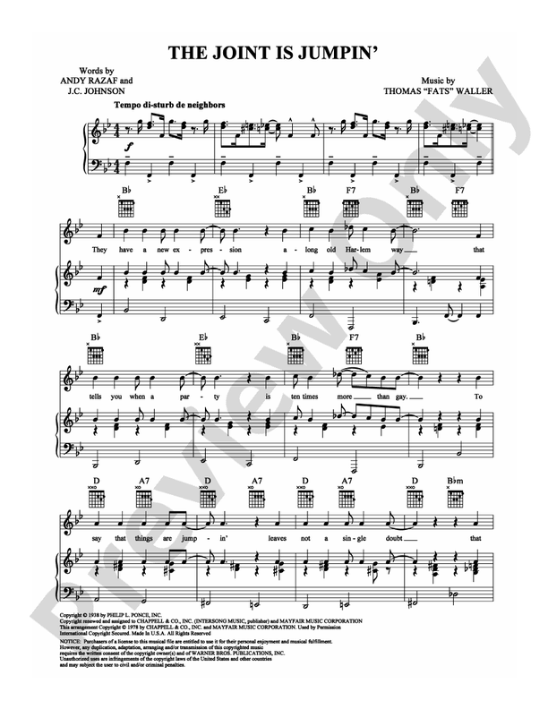 The Joint Is Jumpin': Piano/Vocal/Chords: Fats Waller - Digital Sheet ...