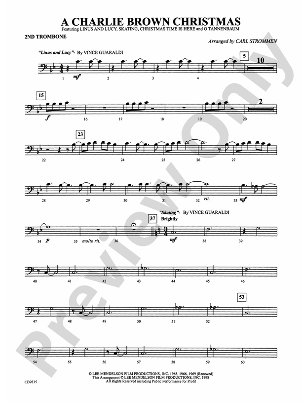 A Charlie Brown Christmas: 2nd Trombone: 2nd Trombone Part - Digital ...