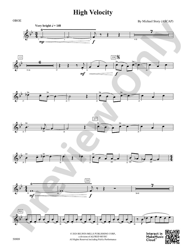High Velocity: Oboe: Oboe Part - Digital Sheet Music Download