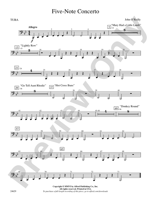 Five-Note Concerto: Tuba: Tuba Part - Digital Sheet Music Download