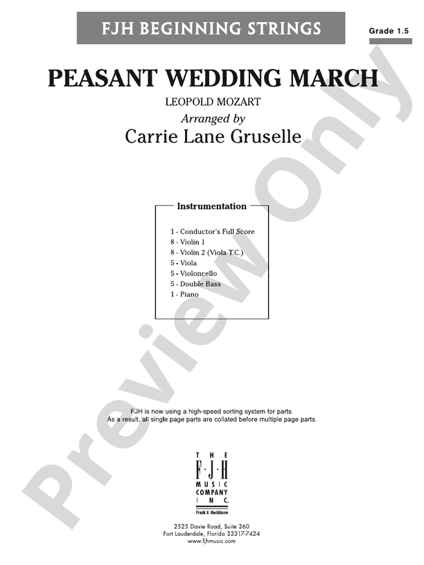Peasant Wedding March: Score: : Leopold Mozart - Digital Sheet Music ...