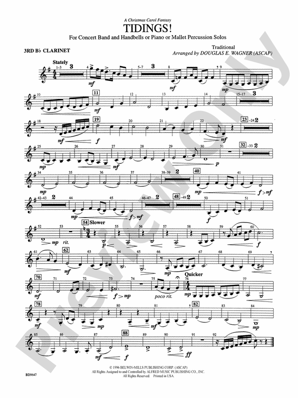 Tidings! (A Christmas Carol Fantasy): 3rd B-flat Clarinet: 3rd B-flat Clarinet Part - Digital ...