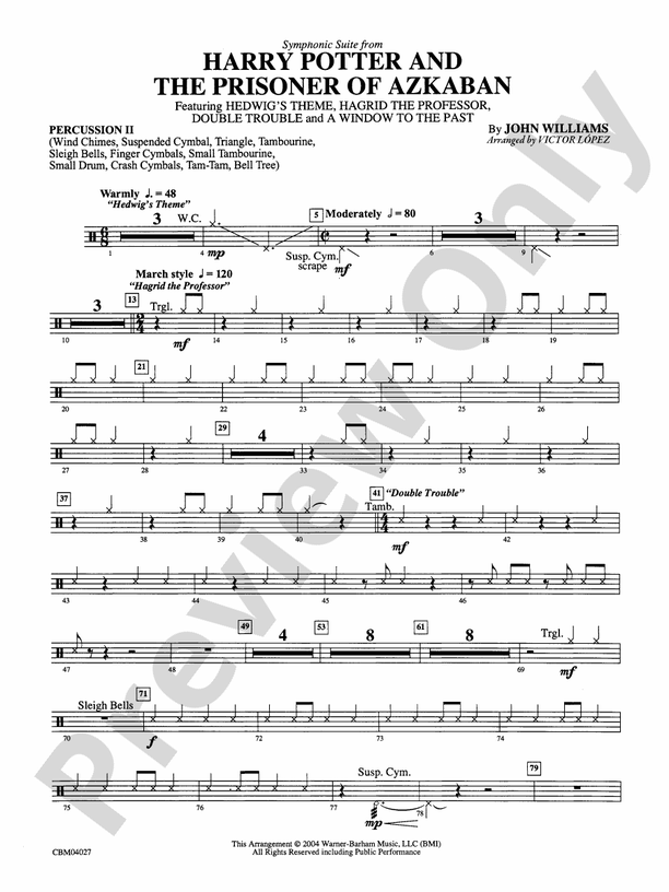Harry Potter and the Prisoner of Azkaban, Symphonic Suite from: 2nd Percussion: 2nd Percussion ...