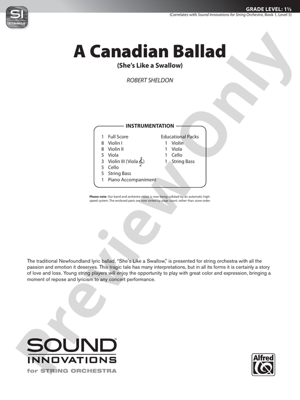 A Canadian Ballad: Score: String Orchestra Score - Digital Sheet Music ...