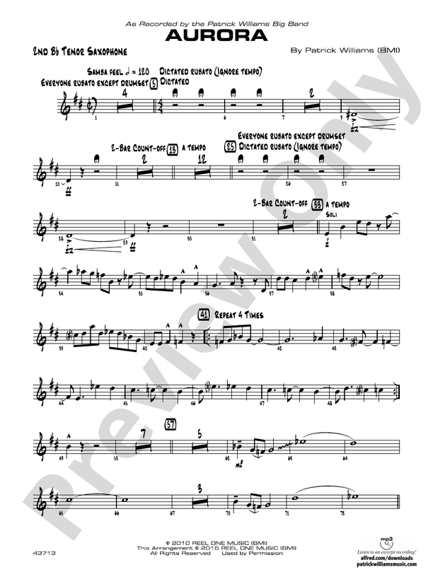 Aurora 2nd B Flat Tenor Saxophone 2nd B Flat Tenor Saxophone Part 3564