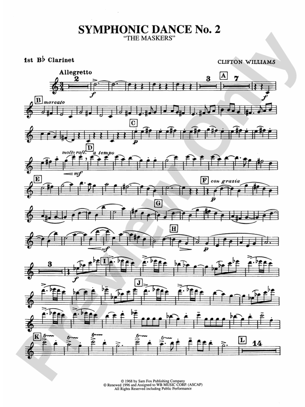 Symphonic Dance No. 2: 1st B-flat Clarinet: 1st B-flat Clarinet Part - Digital Sheet Music Download