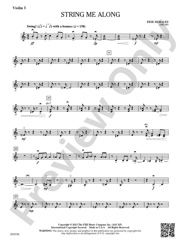 String Me Along: Violin 3 (Viola T.C.): Violin 3 (Viola T.C.) Part ...