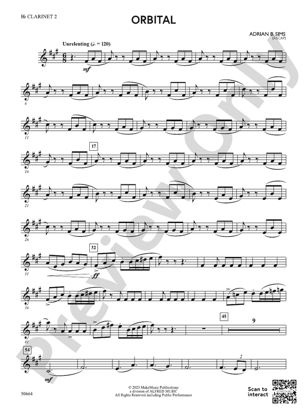 Orbital: 2nd B-flat Clarinet: 2nd B-flat Clarinet Part - Digital Sheet Music Download