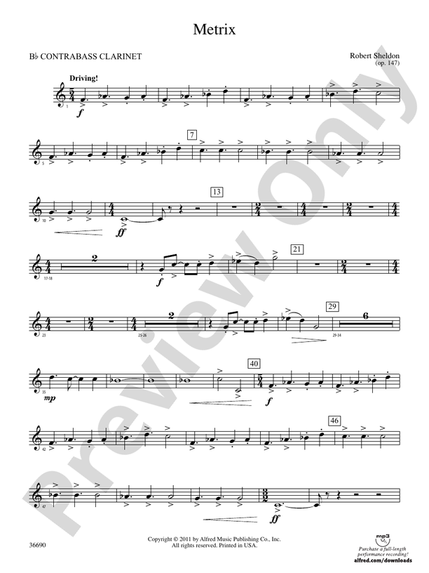 Metrix: (wp) B-flat Contrabass Clarinet: (wp) B-flat Contrabass Clarinet World Part - Digital ...