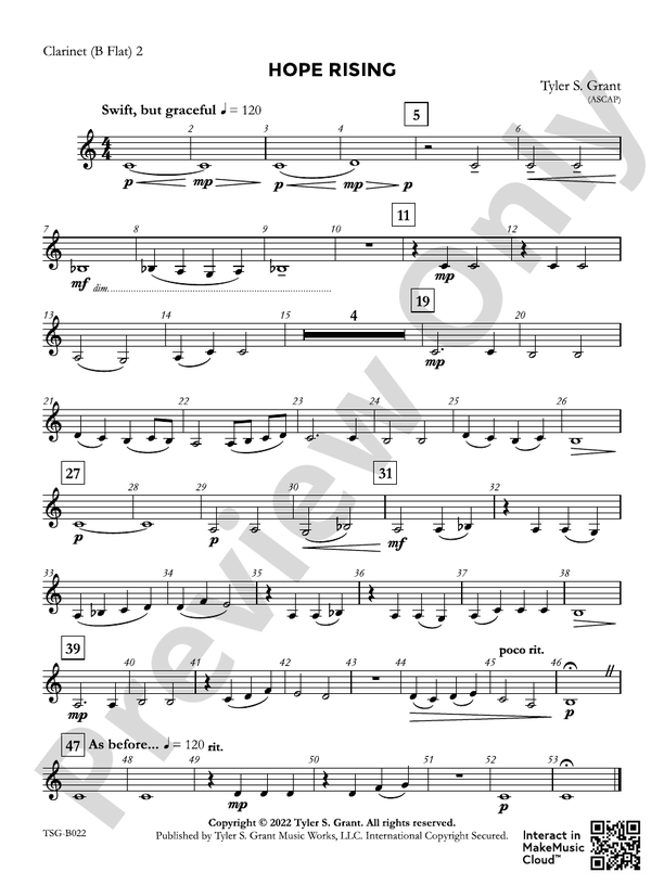Hope Rising: 2nd B-flat Clarinet: 2nd B-flat Clarinet Part - Digital ...