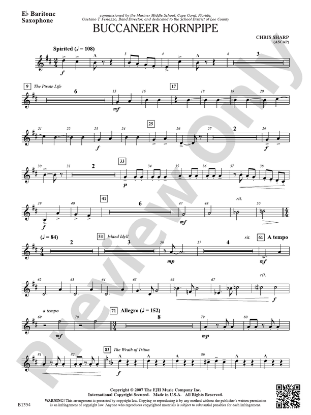Buccaneer Hornpipe: E-flat Baritone Saxophone: E-flat Baritone ...
