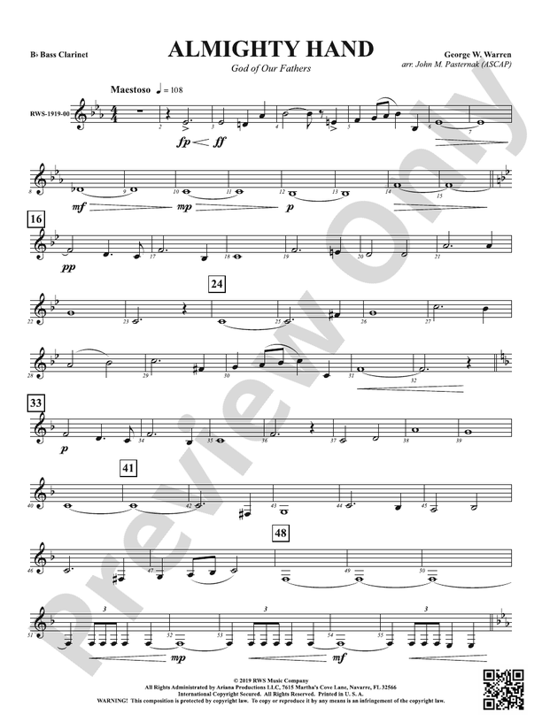 Almighty Hand - God of Our Fathers: B-flat Bass Clarinet: B-flat Bass ...