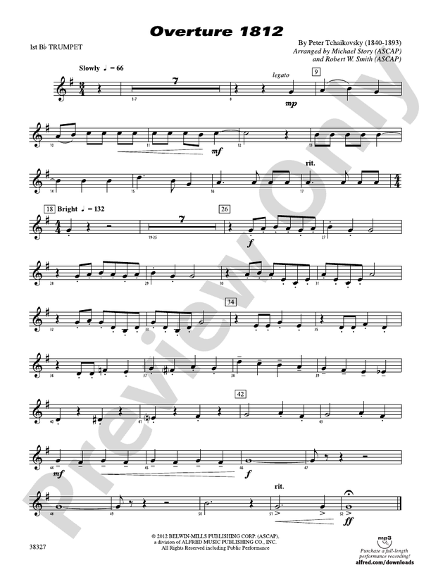 Overture 1812: 1st B-flat Trumpet: 1st B-flat Trumpet Part - Digital Sheet Music Download