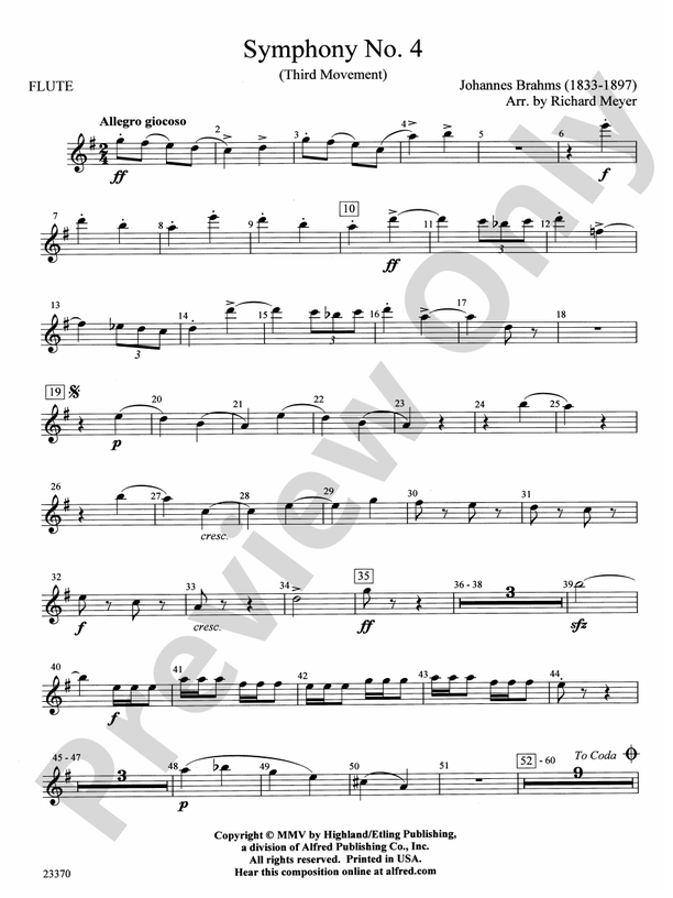 Symphony No. 4: Flute: Flute Part - Digital Sheet Music Download
